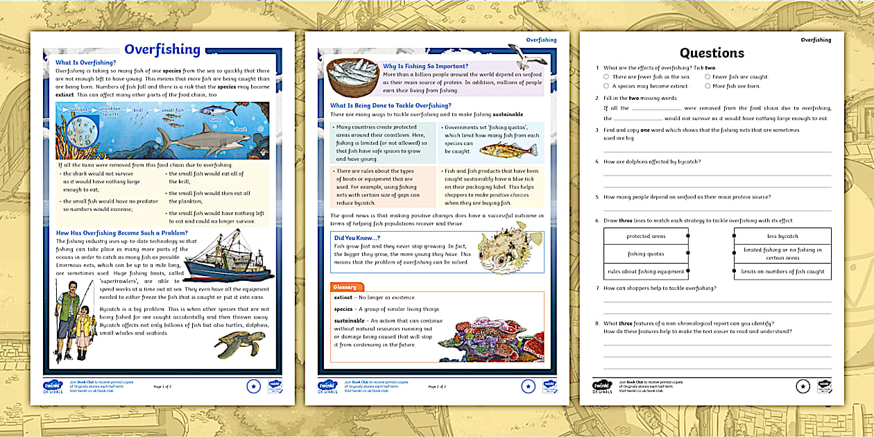 Overfishing Upper KS2 Non-Fiction Reading Comprehension